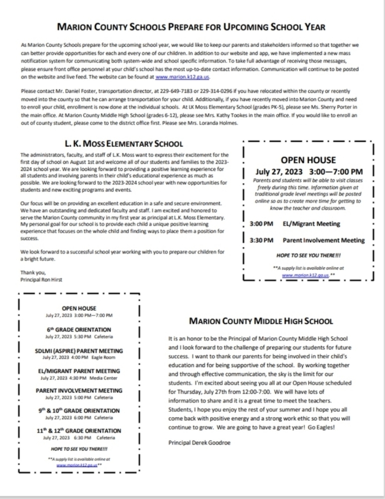 News | Marion County Middle/High School